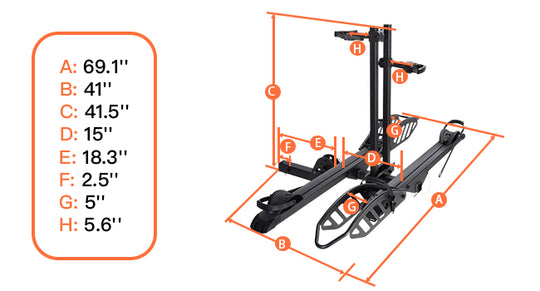 CRAVOT CyberRack E2 Hitch Bike Rack | 200 lbs, Foldable Design – CYKE Bikes