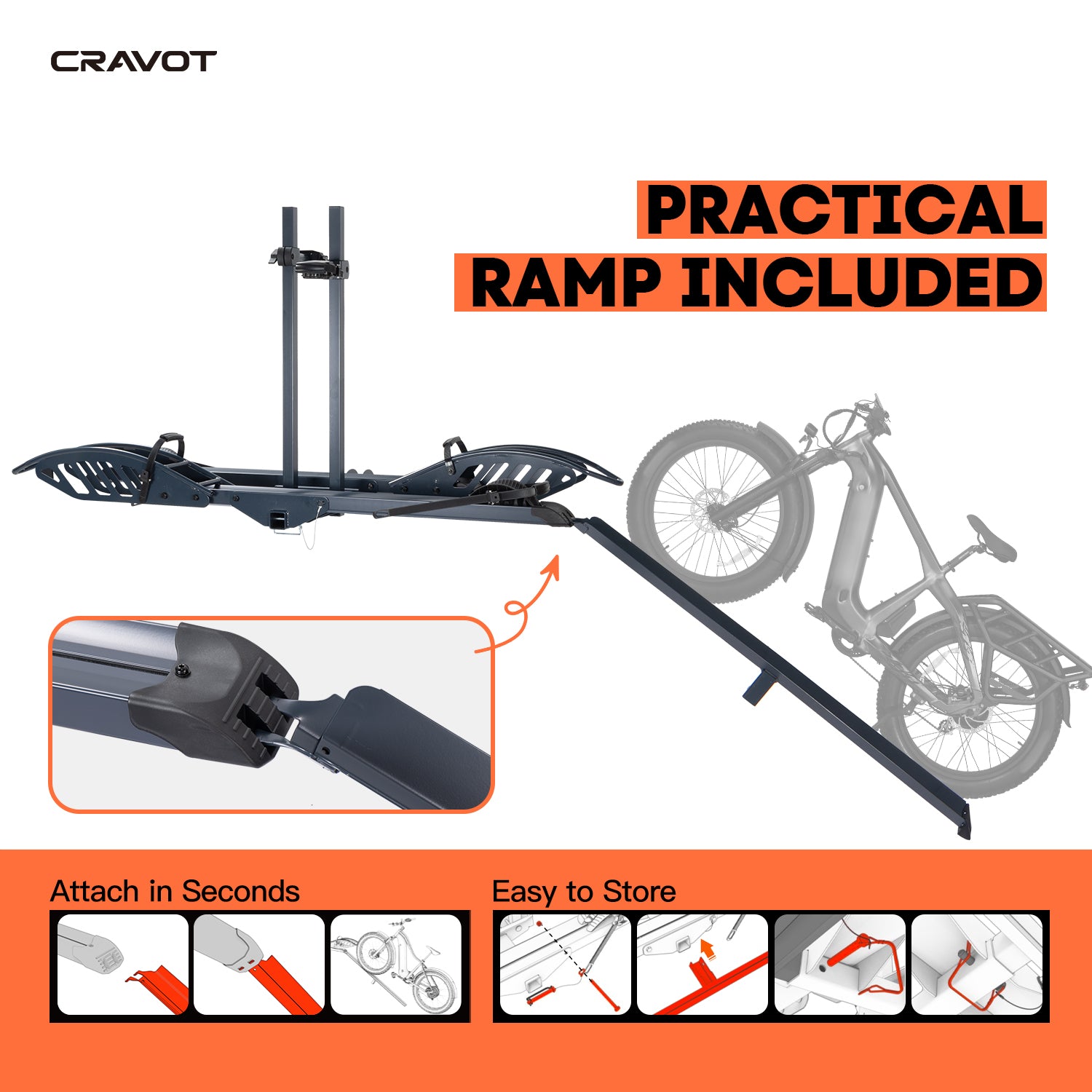 CRAVOT CyberRack E2 Hitch Bike Rack | 200 lbs, Foldable Design – CYKE Bikes