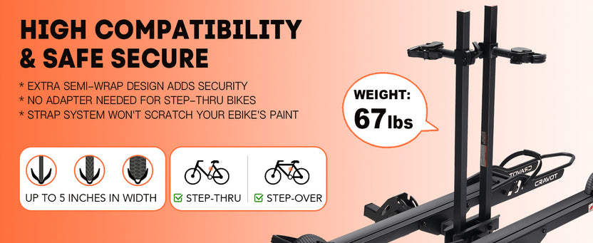 CyberRack E2 PLUS Hitch Bike Rack | 2’’ Receiver, 200 LBS Capacity ...