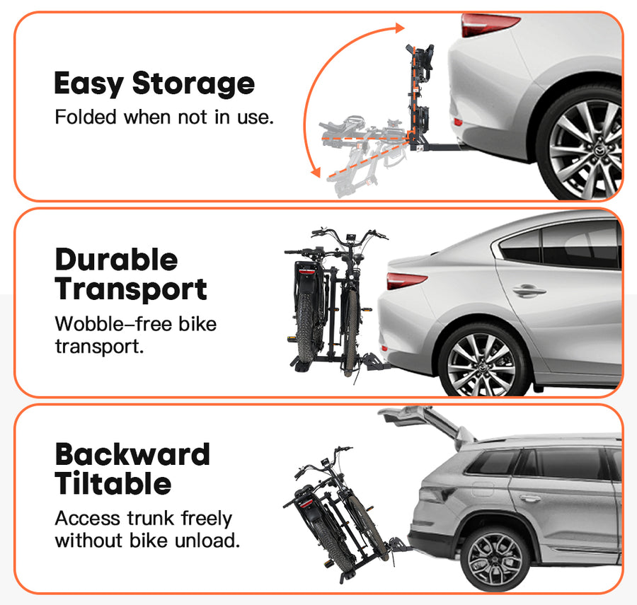 CyberRack E2 PLUS Hitch Bike Rack | 2’’ Receiver, 200 LBS Capacity – CYKE Bikes