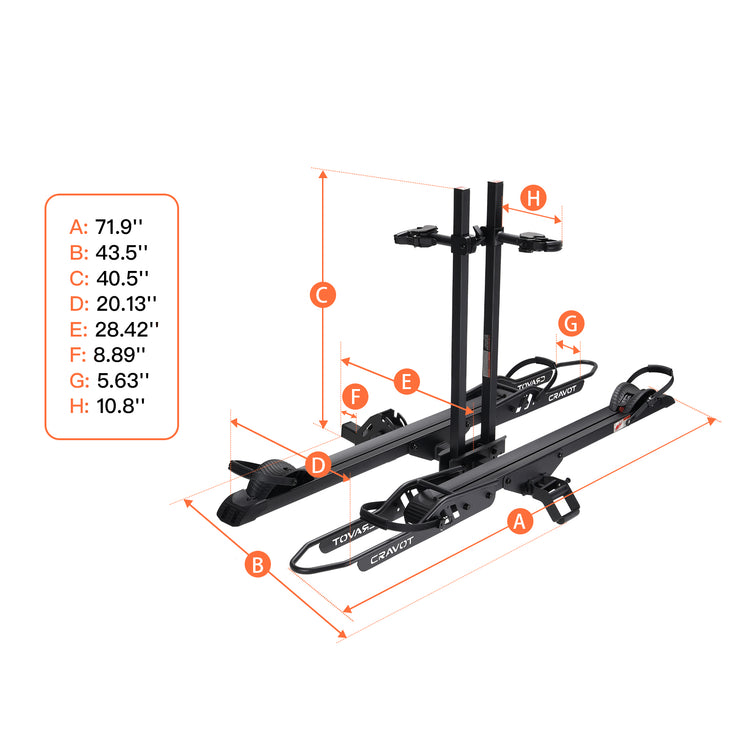CyberRack E2 PLUS Hitch Bike Rack | 2’’ Receiver, 200 LBS Capacity ...